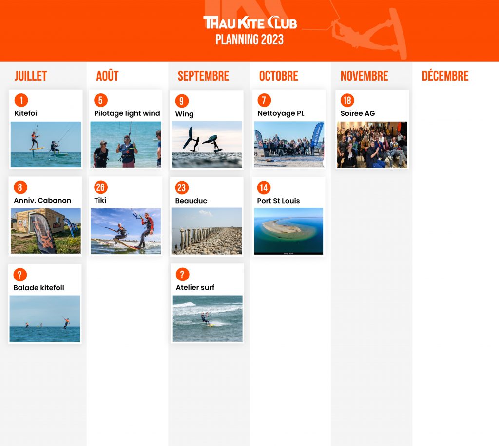 Le planning - Thau Kite Club