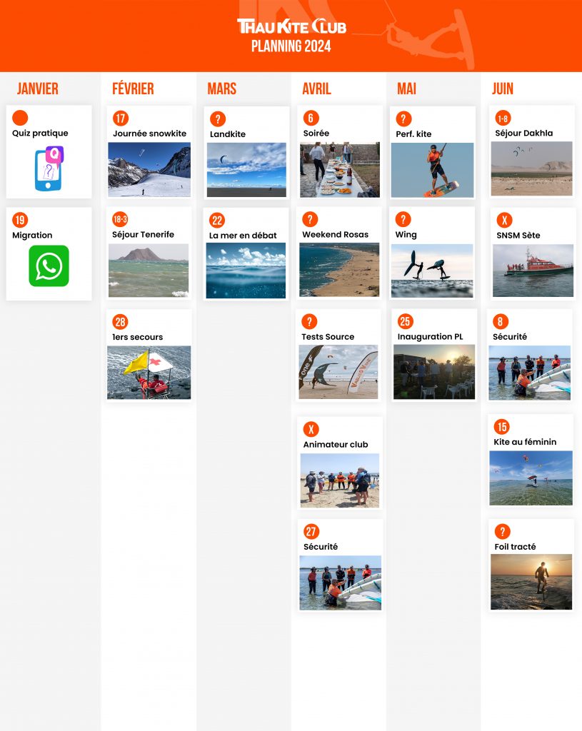 Le planning - Thau Kite Club